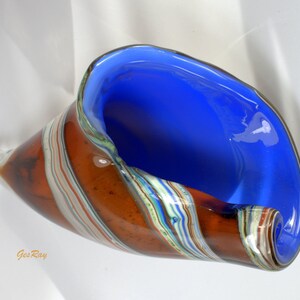 Vintage Conch Shell Murano Glass Cased Brown Blue - Etsy