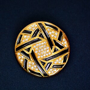 Vintage Christian Dior Marked Brooch Pin Gold Plated Black Enamel ...