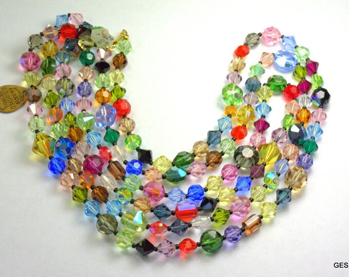 Rare Austrian Swarovski Crystal Necklace Made in Austria 60" Antique ...