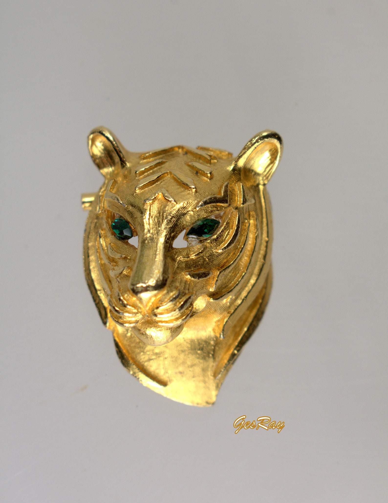 Vintage Gold Big Cat Tiger Leopard Head Brooch Pin / Tigers - Etsy