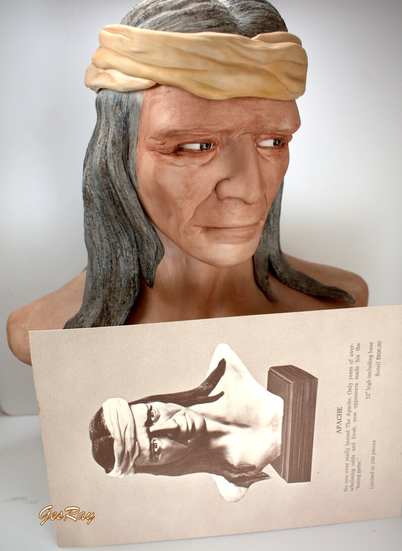 Porcelain Bust by Edward J Rohn Apache Indian Bust Sculpture - Etsy