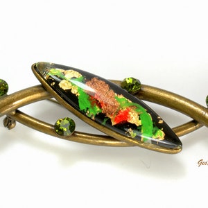 MCM Art to Wear Brooch Contemporary Brass Huge Cabochon Brooch One of ...