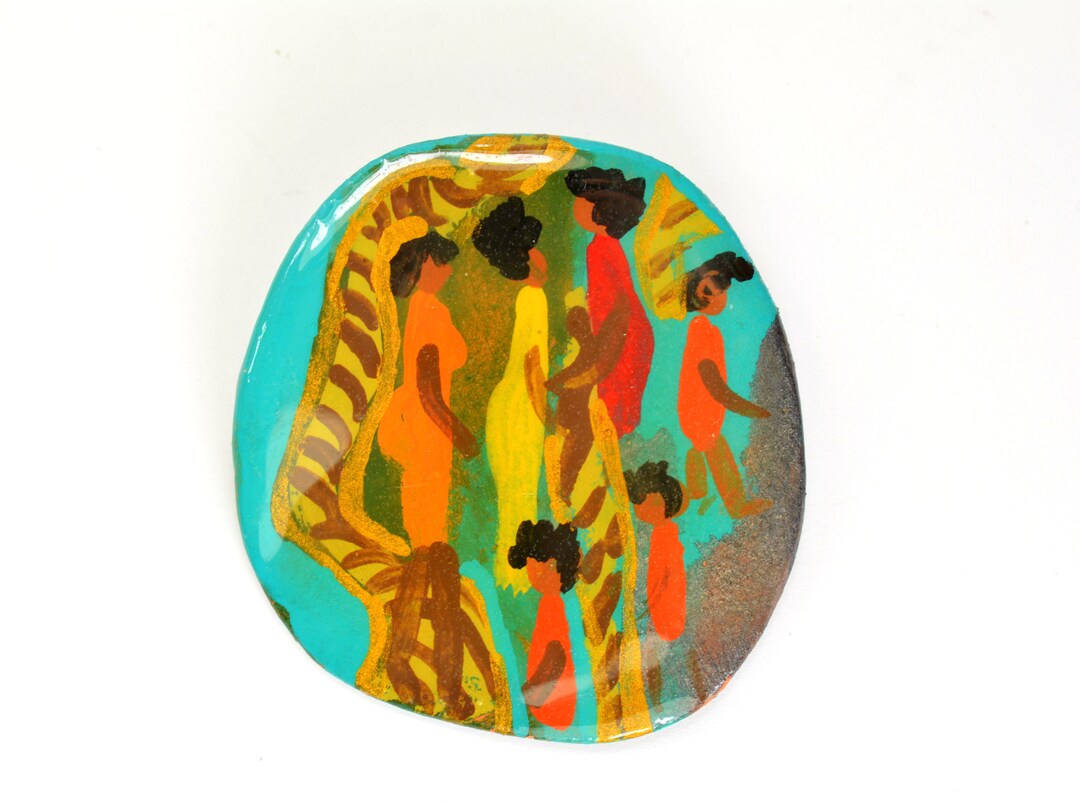 Mid Century Modern MCM Brooch Pin Artist Made Abstract Enamel on Copper ...
