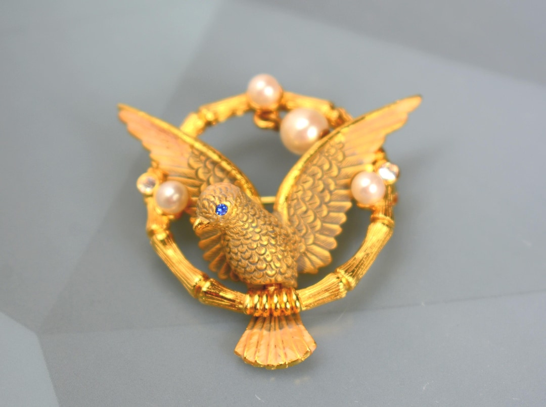 Rare JOAN RIVERS Dove Bird Brooch Pin Art Nouveau Style Pearls ...