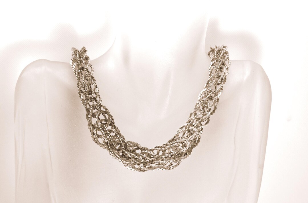Mexican Twisted Link Chain Necklace Wedding Silver Plated Long Mexico ...