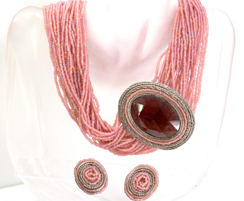 Designer Mickie Ravitz Jewelry Set Beaded Necklace and Earrings ...