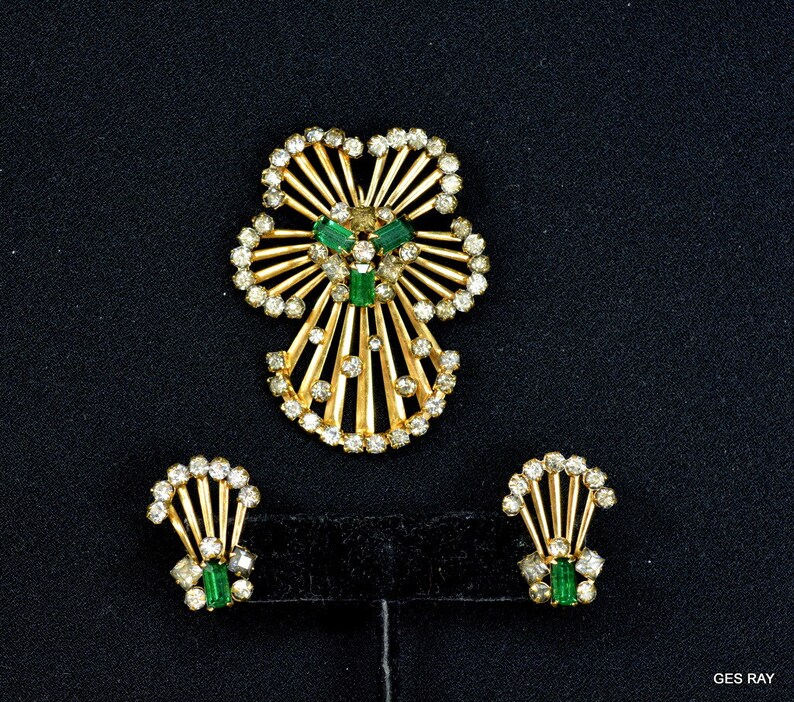 M&S for Phyllis Originals 12K GF Jewelryset Demi Parure Brooch | Etsy