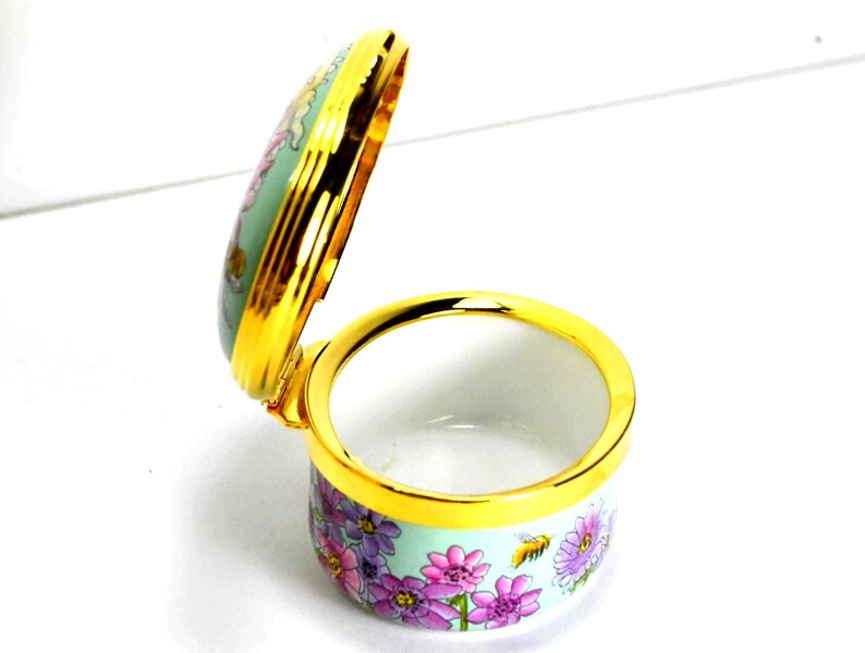 Halcyon Days English Enamel Trinket Box Ring / Pill Box to Remember ...