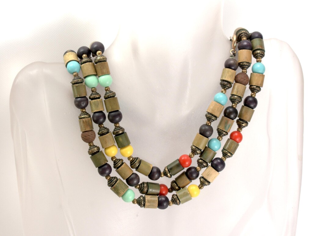 Frank Hess Miriam Haskell Style Wooden Bead Necklace, Wood Beads ...