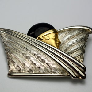 Art Deco Lady Brooch Pin Figural Mixed Metal High End Jewelry Vintage ...
