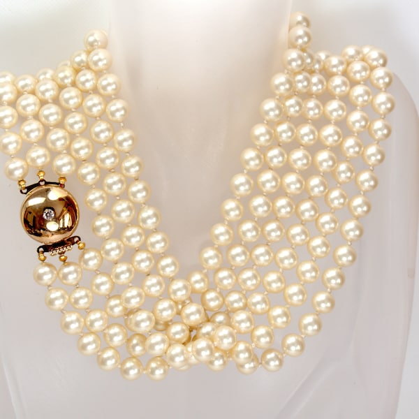 Multi Strand Pearl Necklace - Etsy