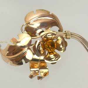 Harry Iskin 1930'S Vermeil Sterling Floral Brooch Pin Rhinestones Retro ...