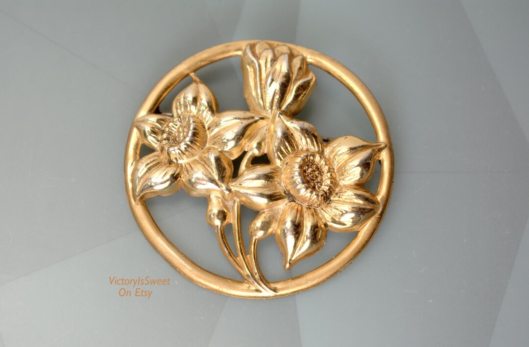 Craft by Coro Brooch Pin Floral Flower Sterling Silver Vermeil * - Etsy