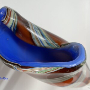 Vintage Conch Shell Murano Glass Cased Brown Blue - Etsy