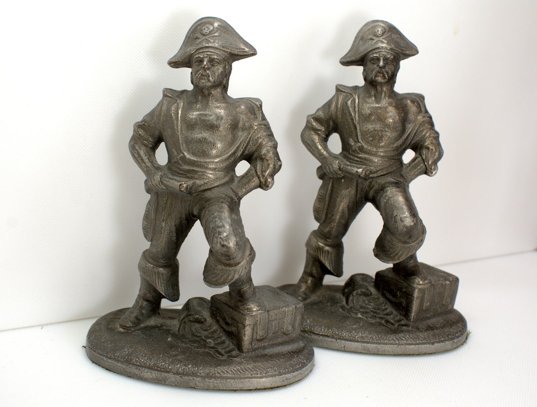 Antique Vintage Library Bookends, Hubley Cast Iron Pirate Bookends ...