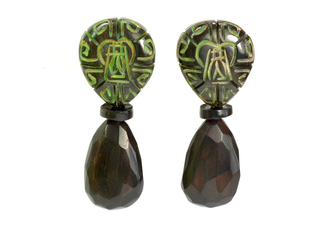 Gerda Lynggaard Monies Carved Dangle Earrings Danish Scandinavian ...
