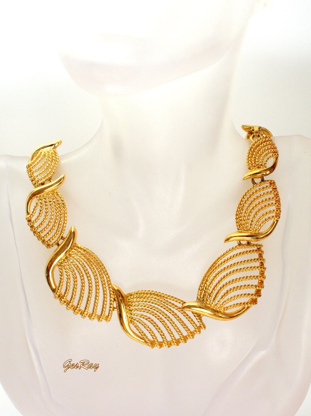 Statement NAPIER Pat Link Collar Necklace _ Gold Filigree _ Haute ...