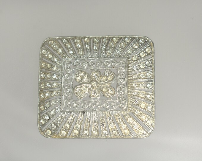 FRED GRAY CORP 1930s Pave Crystal Brooch Pin, Elegant Silver Art ...