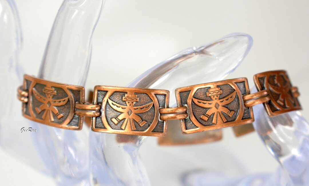 Vintage Solid Copper Link Panel Bracelet Southwest - Etsy
