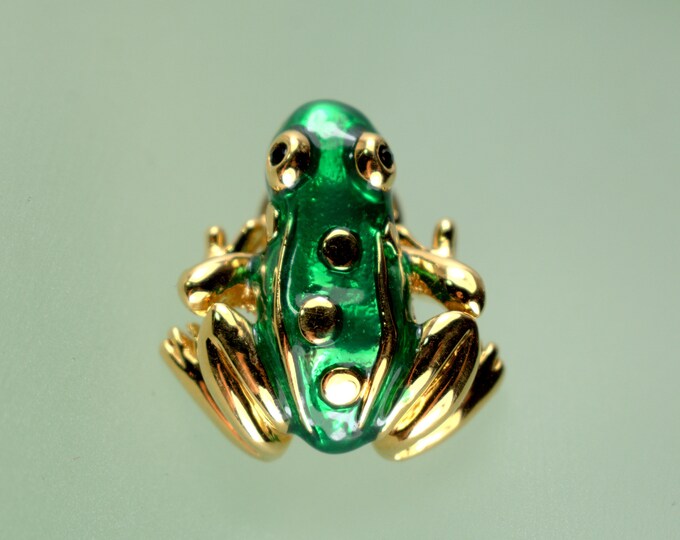 Vintage Carolee Frog Lapel Pin Green Enamel Gold Plated Frog Toad - Etsy