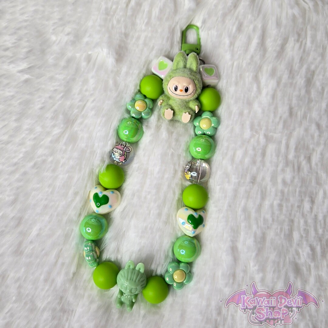 Green Labubu Beaded Keychain - Etsy