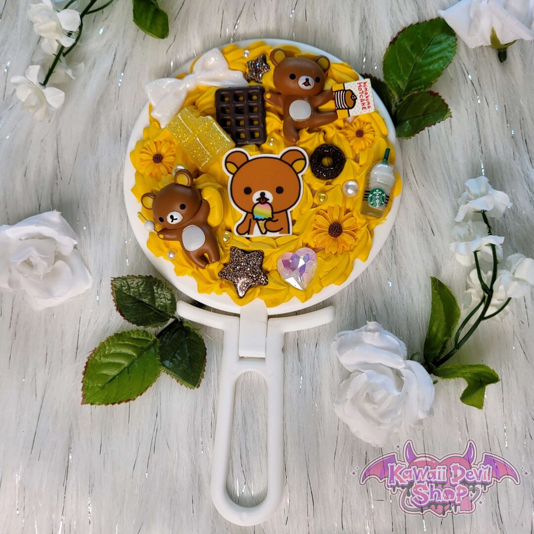 Kawaii Teddy Bear Decoden Hand-held Mirror - Etsy