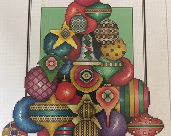 Cross Stitch Button Tree Ornament, Crafty Christmas Decoration, Folk ...