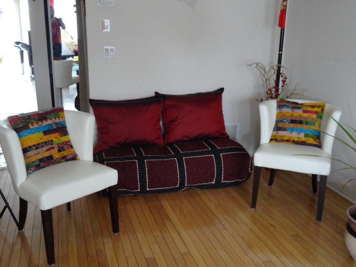 Indian Cushion Covers Patchwork Silk. Sofa Throw Pillow Cover Set ...