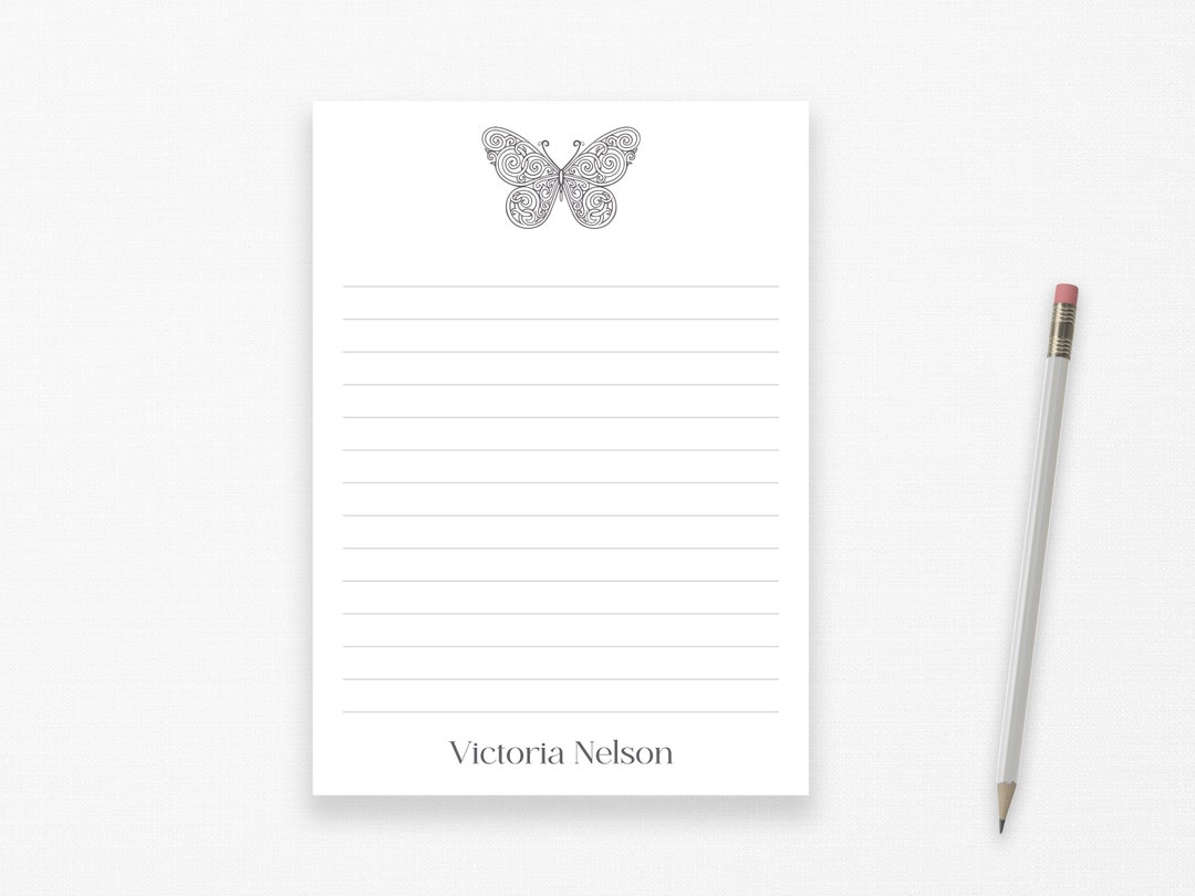 Personalized Notepad, Custom Butterfly Stationery Notepad, Personalized ...