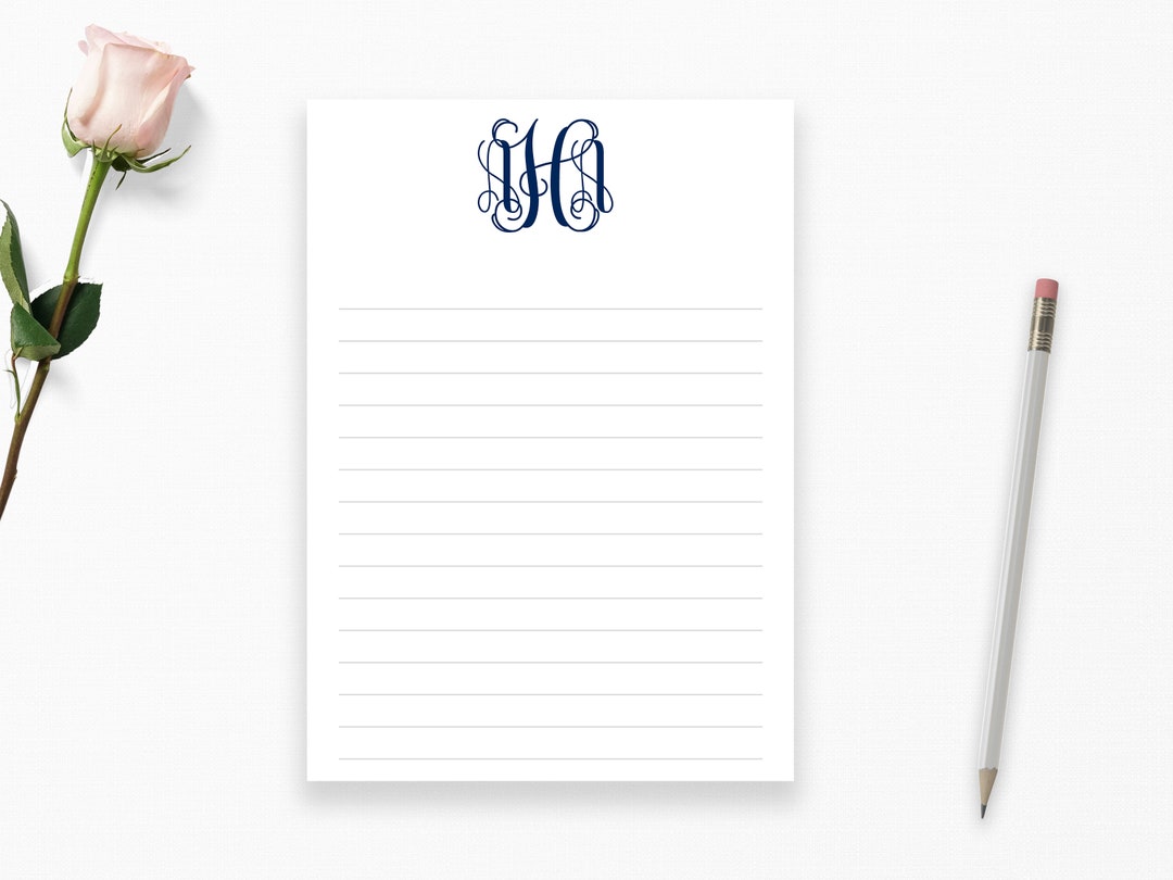 Monogrammed Notepad, Personalized Stationery With Interlocking Monogram ...
