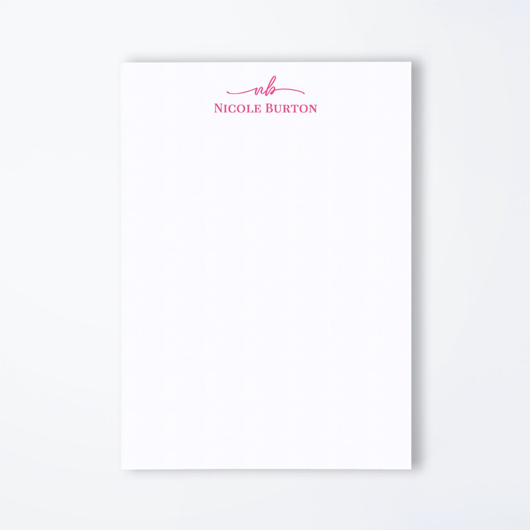 Personalized Notepad, Swash Monogram and Name - Elegant Script Notepad ...