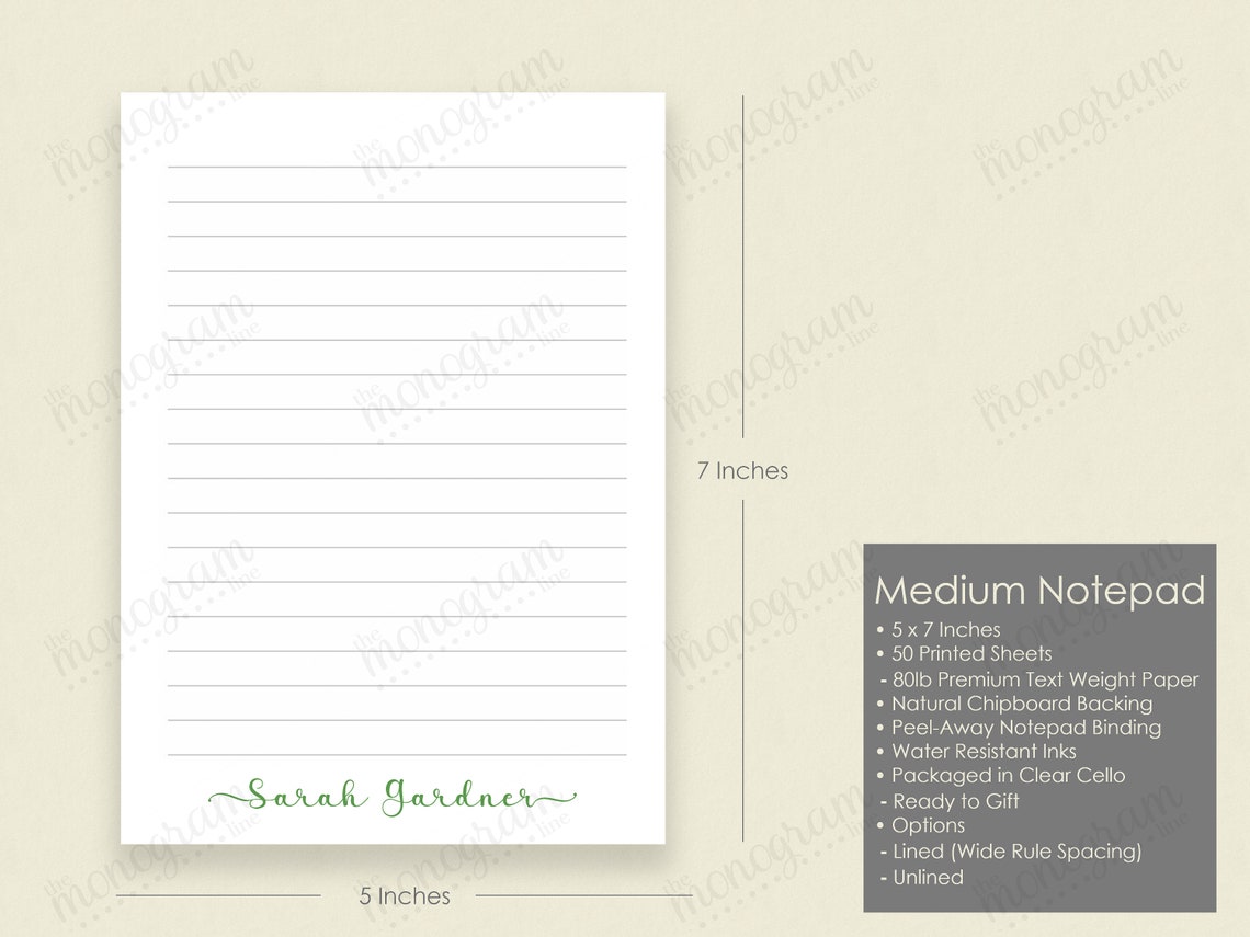 Personalized Notepad Elegant Script Notepad With Uppercase - Etsy