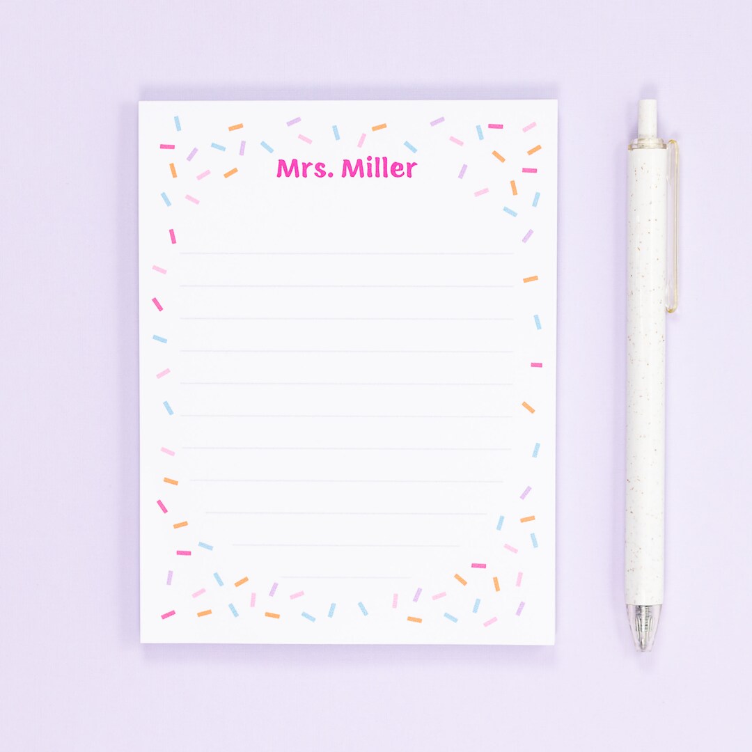 Personalized Notepad, Colorful Sprinkles Notepad, Rainbow Confetti ...