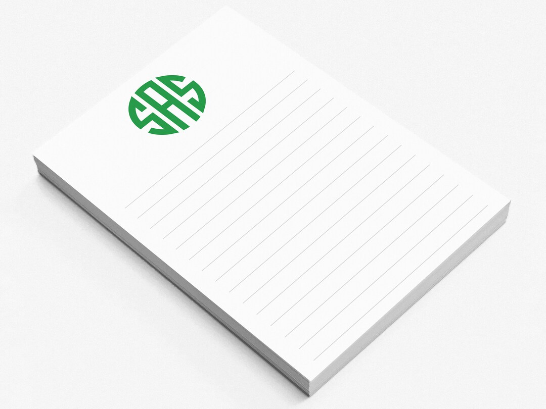 Circle Monogram Notepad, Personalized Preppy Monogrammed Circle Notepad ...