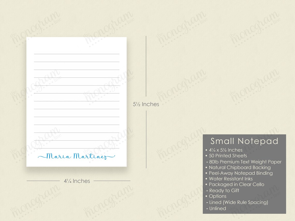 Personalized Notepad Elegant Script Notepad With Uppercase - Etsy