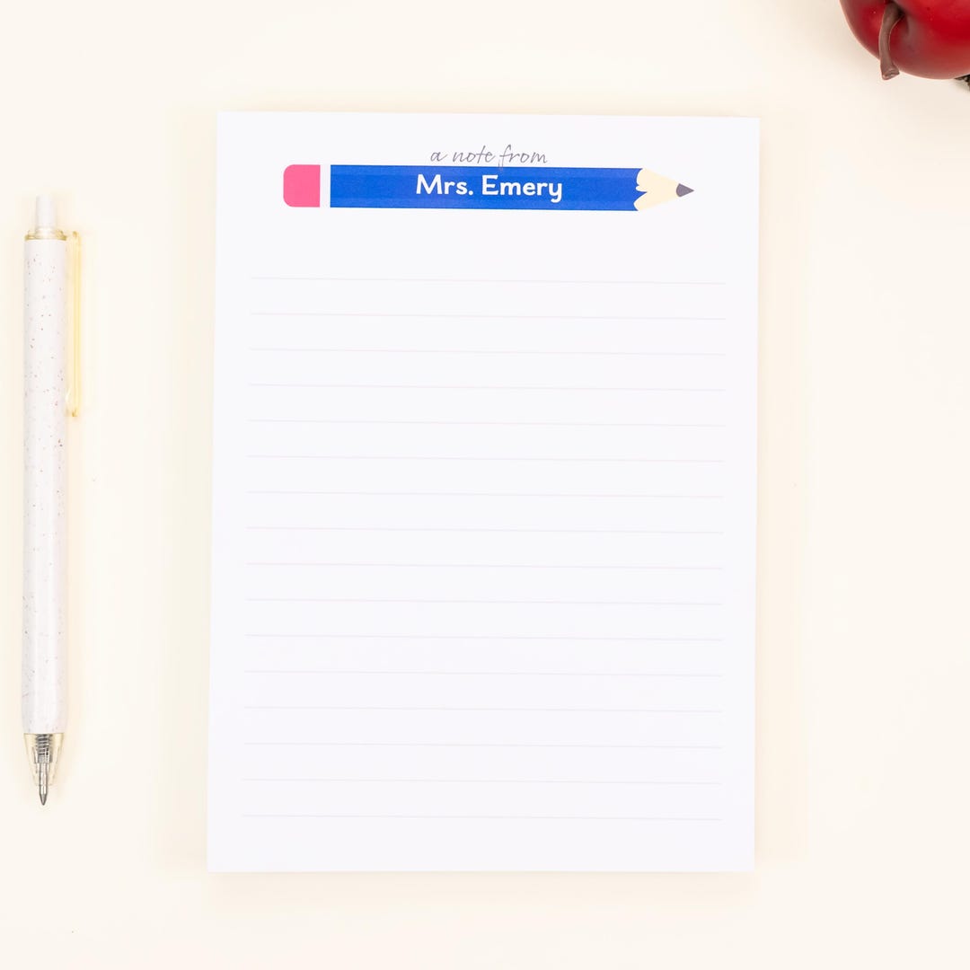 Personalized Teacher Notepad | Custom Teacher Stationery With a Note ...