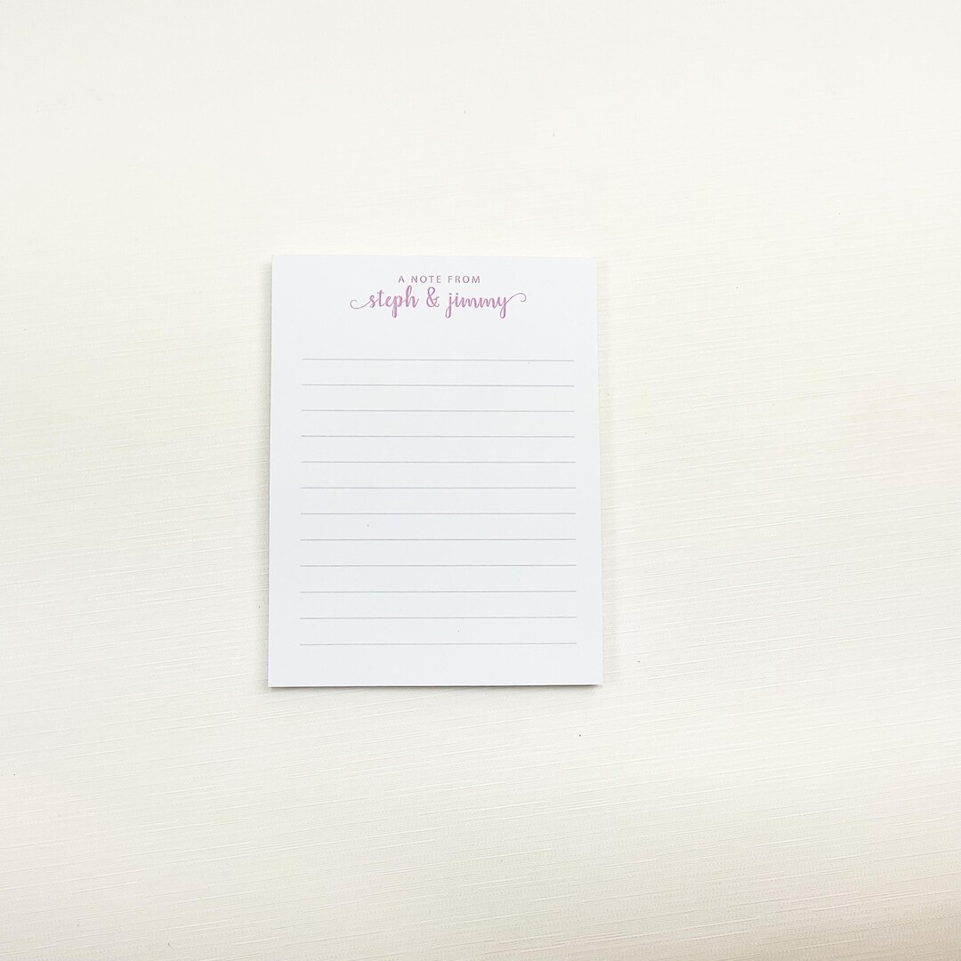 Couples Personalized Notepad, A Note From Elegant Script Stationery ...