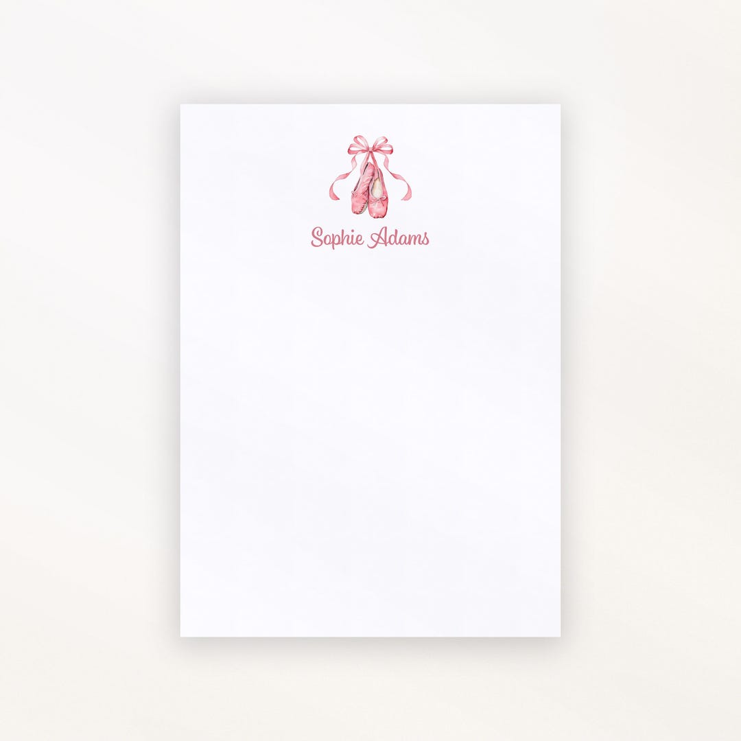 Ballet Notepad With Name Pink Pointe Shoes Dance Stationary Ballerina ...
