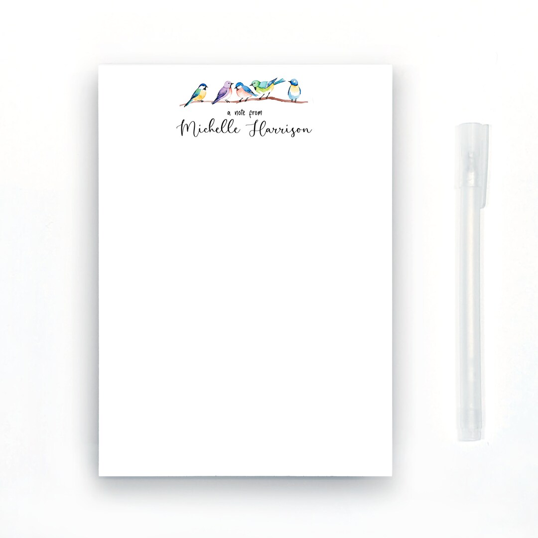 Personalized Stationery, Boho Birds Personalized Notepad or Notecards ...