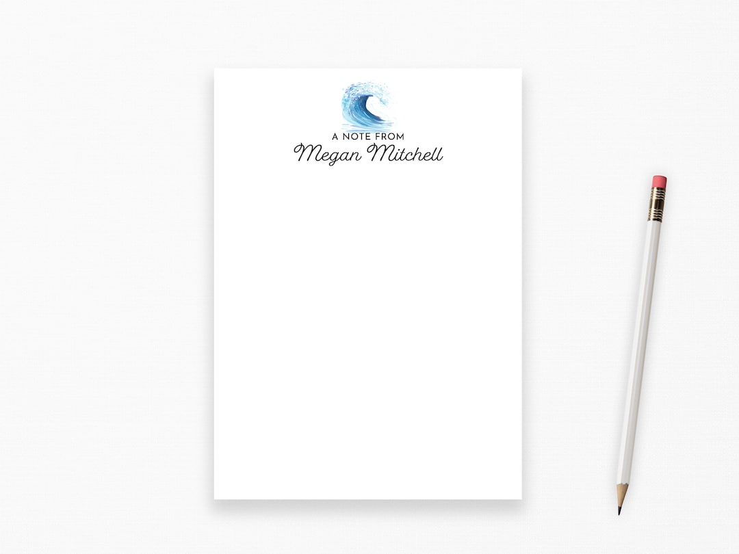 Watercolor Ocean Wave Personalized Gift | 5x7 Notepad | Lined Note Pad ...