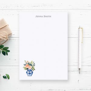 Blue Chinoiserie Floral Notepad | Personalized Ginger Jar Notepad | To ...