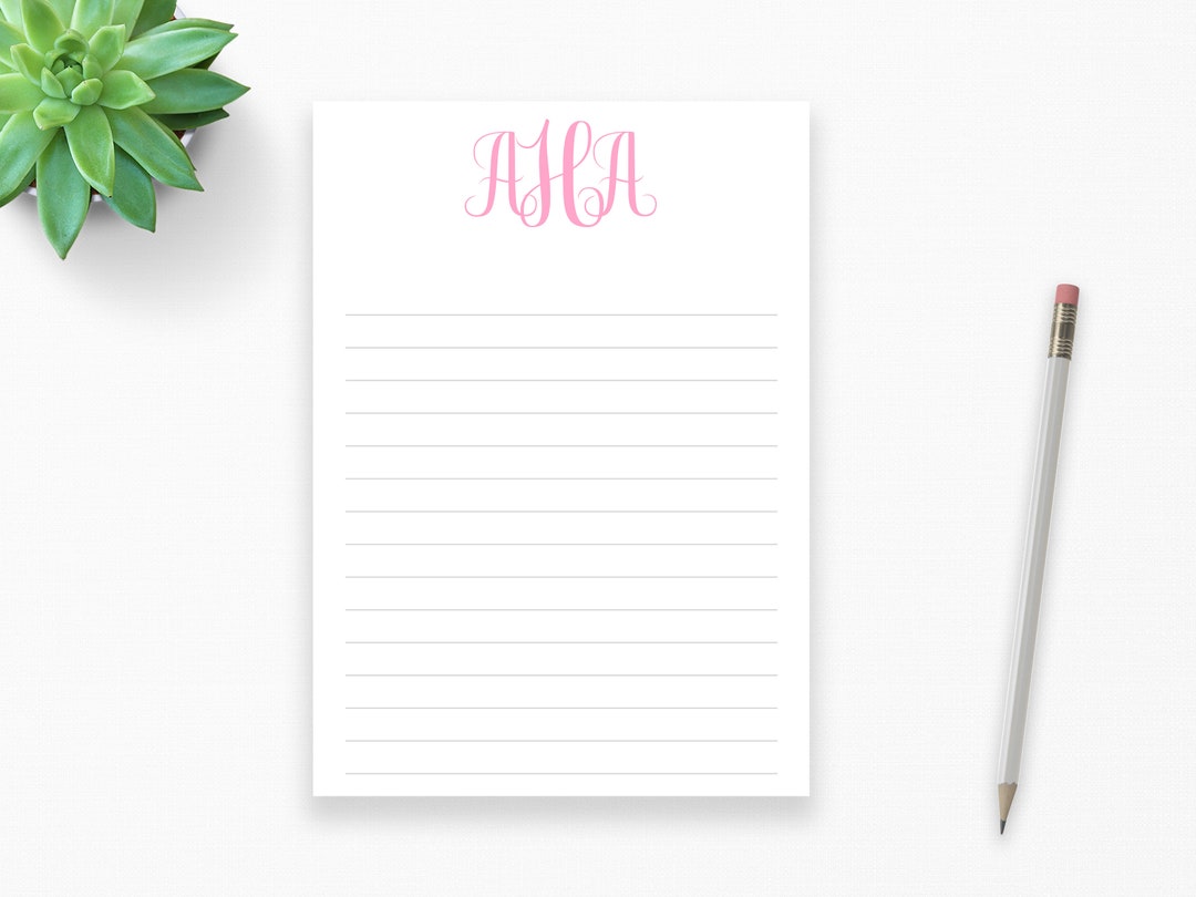 Personalized Monogram Notepad, Monogrammed Stationery, Monogram Gift ...
