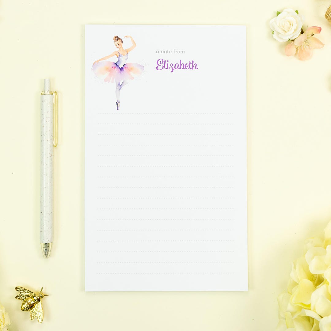 Personalized Ballerina Notepad - Choose Your Favorite Color - Custom ...