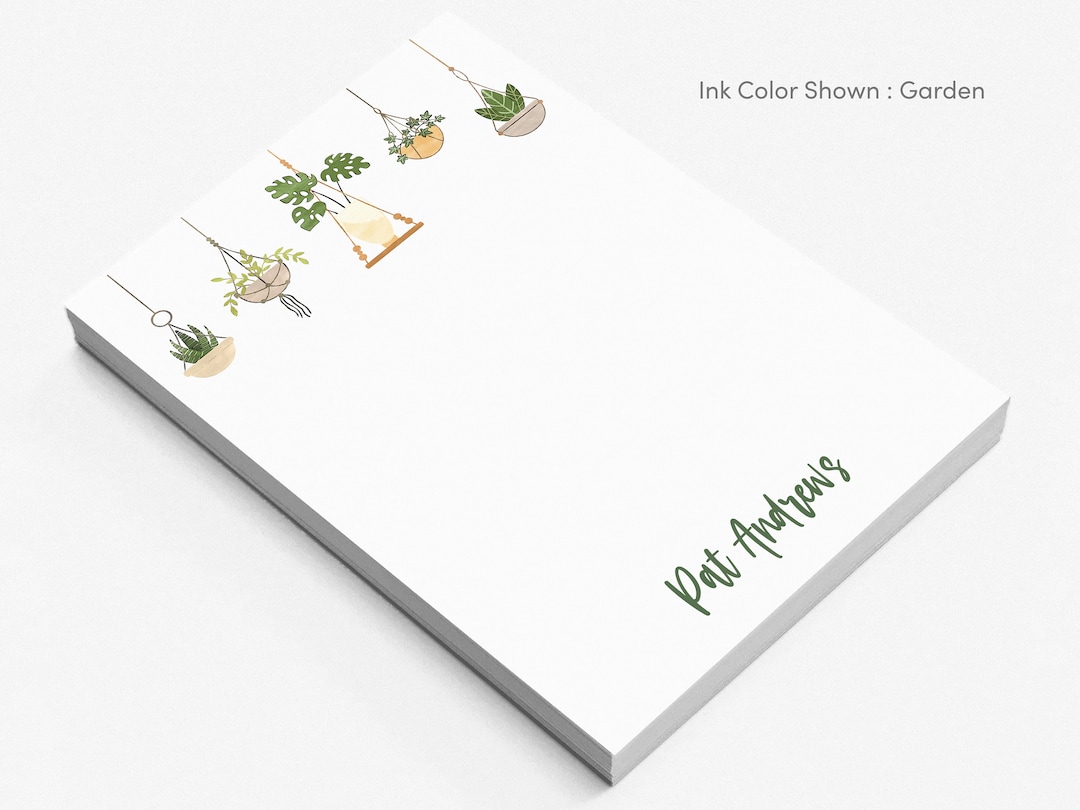 Personalized Notepad - Hanging Plants Custom Notepad, Stationery, Plant ...