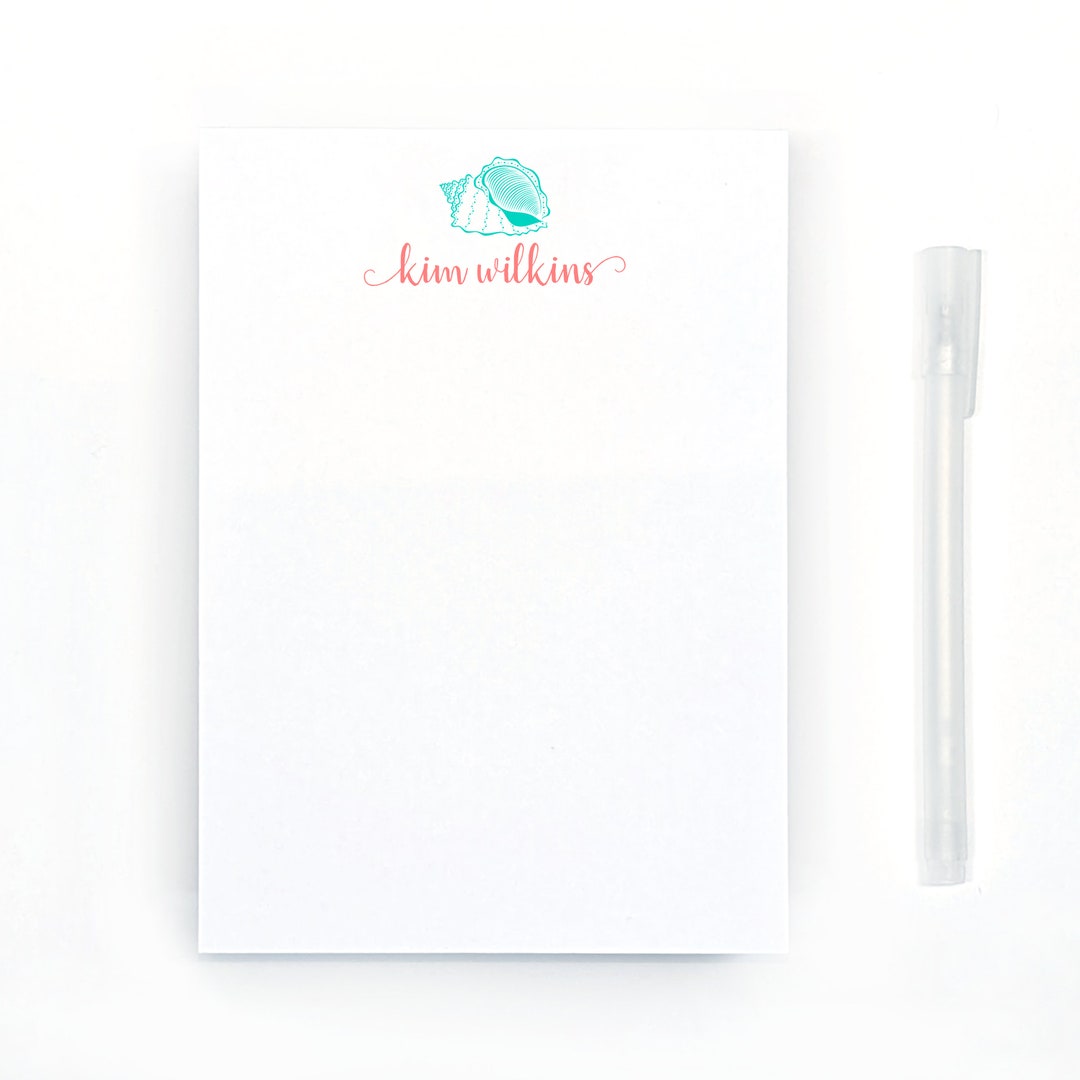 Personalized Beach Notepad Custom Name Coastal Notes Pad Seashell ...