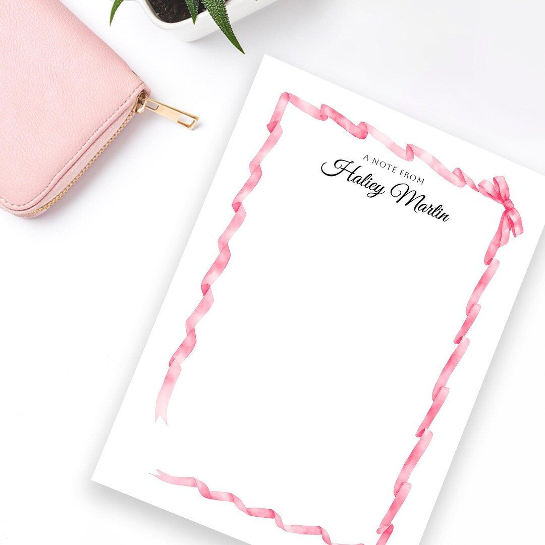 Personalized Bridesmaid Gift, Custom Ribbon Notepad, Wedding Color ...