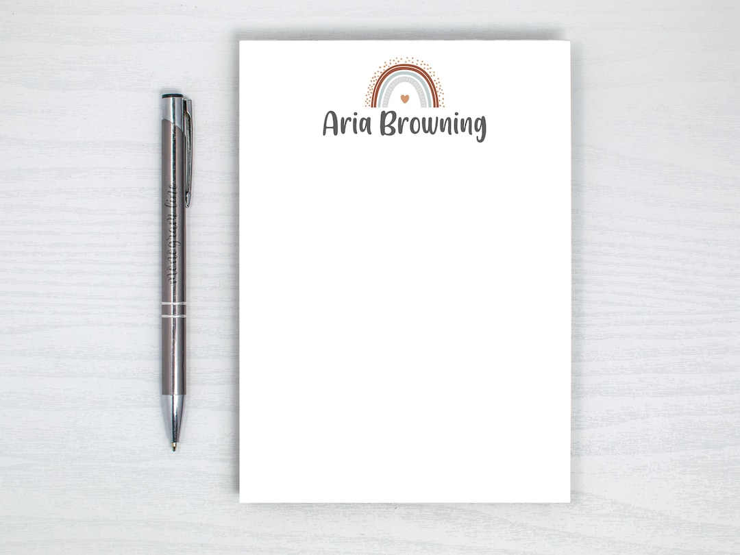 Personalized Notepad, Boho Rainbow, Gift for Girls, Cute Nordic Note ...