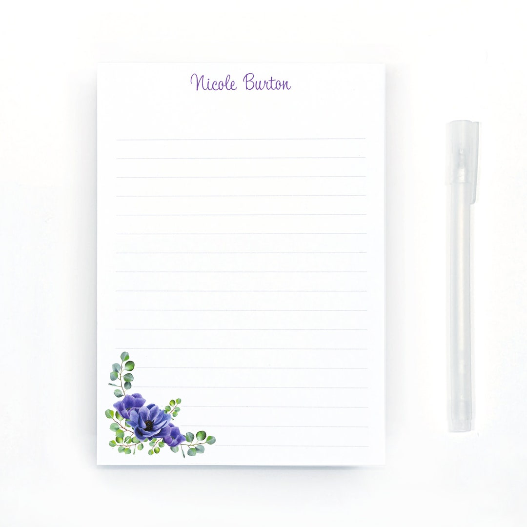 Personalized Flower Notepad, Custom Flower Notepad, Flower Stationery ...