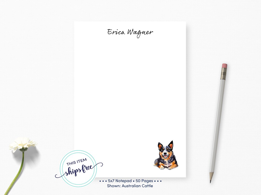 Personalized Notepad - Australian Cattle Dog - Personalized Stationary ...