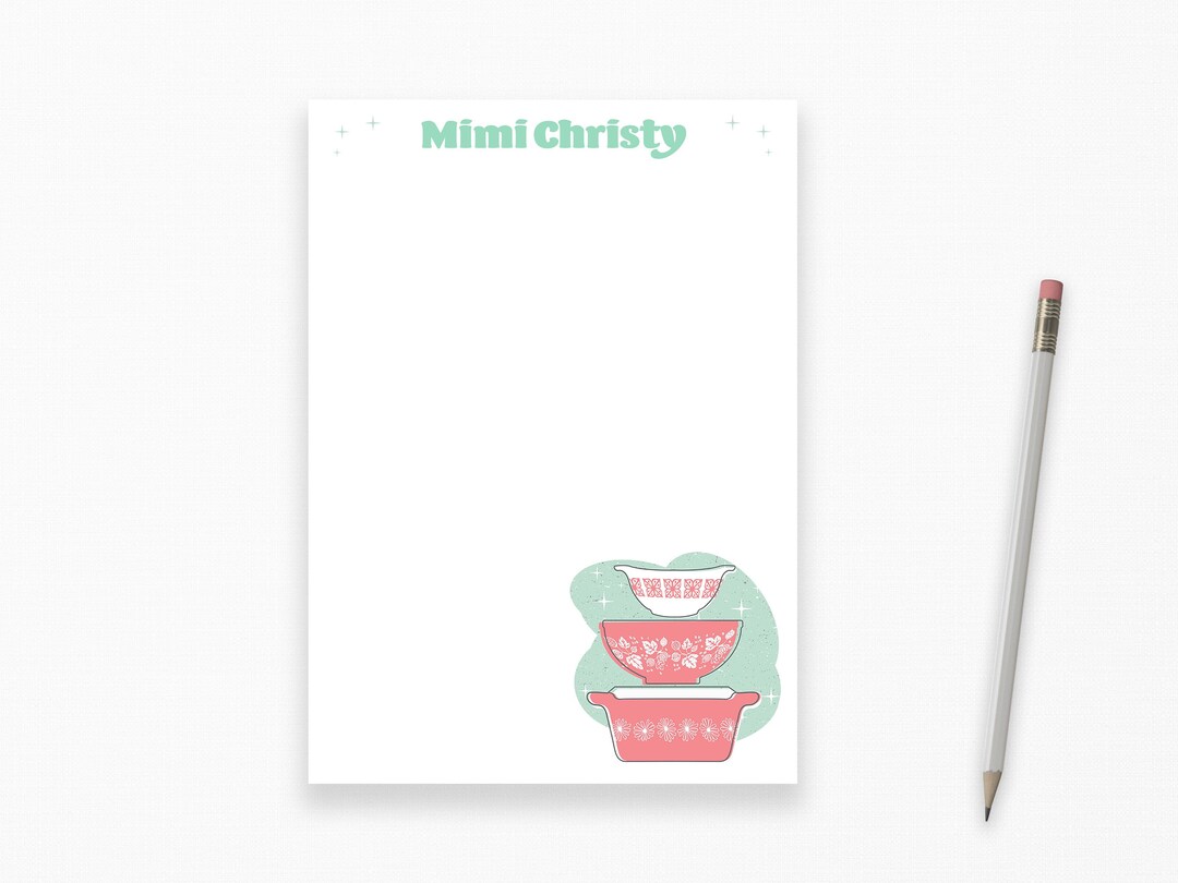 Personalized Notepad, Retro Style 50s Notepad Pyrex Gift - Etsy